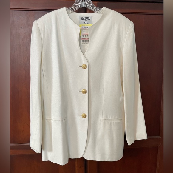 Kasper | Jackets & Coats | Kasper Womens Ivory Blazer With Gold Buttons ...